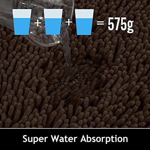 TREETONE Machine Washable Water Absorbent Bath Mat Bathroom Rugs Non Slip Soft Microfiber Mat,2 Piece Bathroom Rugs Set (Set of 2-Small 16" x 24" Medium 20" x 32", Chololate Brown)