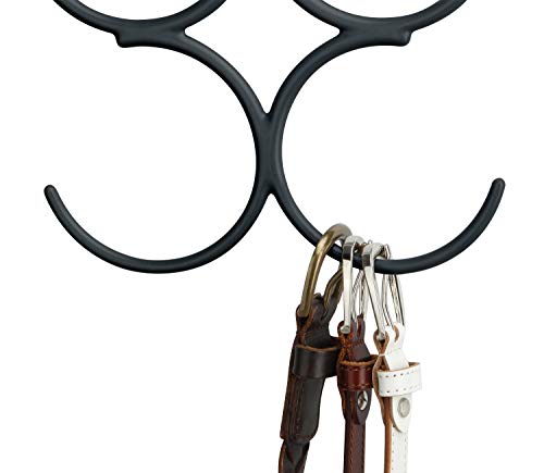 Yizhi Scarf Hanger Organizer Holder, No Snag Belt Rack Tie Hanger Sturdy 8 Hook Space Saving Closet Accessory Organizer for Scarves, Ties, Belts, Shawls, Pashminas and Jewelry (1, Black)