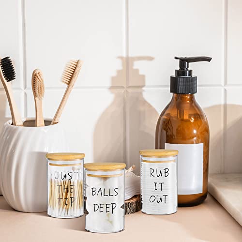6 Pieces Glass Jars for Bathroom Decor Apothecary Jars with Lids Glass Qtip Holder Bathroom Set Farmhouse Bathroom Storage Containers Cotton Ball Holder Glass Bathroom Jars Vanity Makeup Organizer