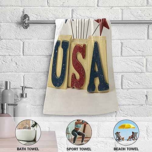 USA Flag Retro Towel Set of 2 4Th July Bath Hand Towels Bathroom Decorative Kitchen Towels Highly Absorbent Soft