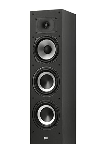 Polk Monitor XT60 Tower Speaker - Hi-Res Audio Certified, Dolby Atmos, DTS:X & Auro 3D Compatible, 1" Tweeter, 6.5" Dynamically Balanced Woofer, (2) 6.5" Passive Radiators (Single, Midnight Black)