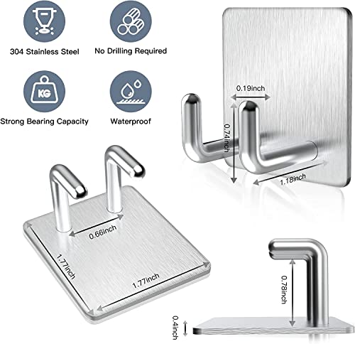Razor Holder for Shower - 4PCS Shaver Holder for Shower Wall, Self Adhesive Inside Shower Hook Waterproof Stainless Steel Holder Stand Bathroom Kitchen Organizer Shaver Towel Loofah Bathrobe Coat Hook