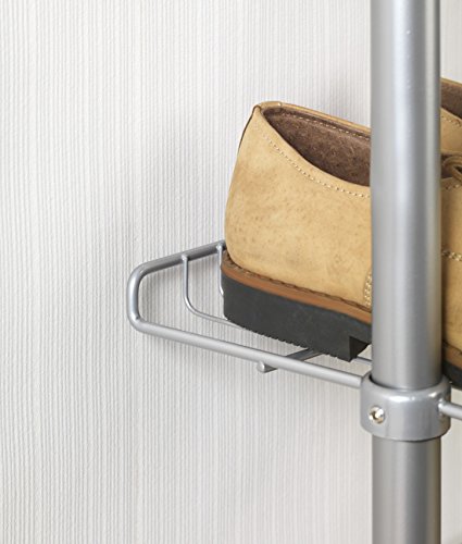 WENKO Appolon Telescopic Rack System Rail, Adjustable, Heavy Duty, for Hanging Clothes, Storage, Organizer, with Shelves, 24 x 70.9-118.1 x 11 in