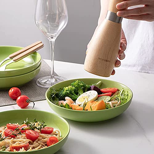 Sweejar Pasta Bowls, Ceramic Dinner Plates, 25oz Salad Serving Bowls for Soup, Dessert, Pizza, Fruit, Steak, Microwave Dishwasher Safe, Set of 4 (Green)