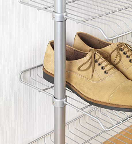 WENKO Appolon Telescopic Rack System Rail, Adjustable, Heavy Duty, for Hanging Clothes, Storage, Organizer, with Shelves, 24 x 70.9-118.1 x 11 in