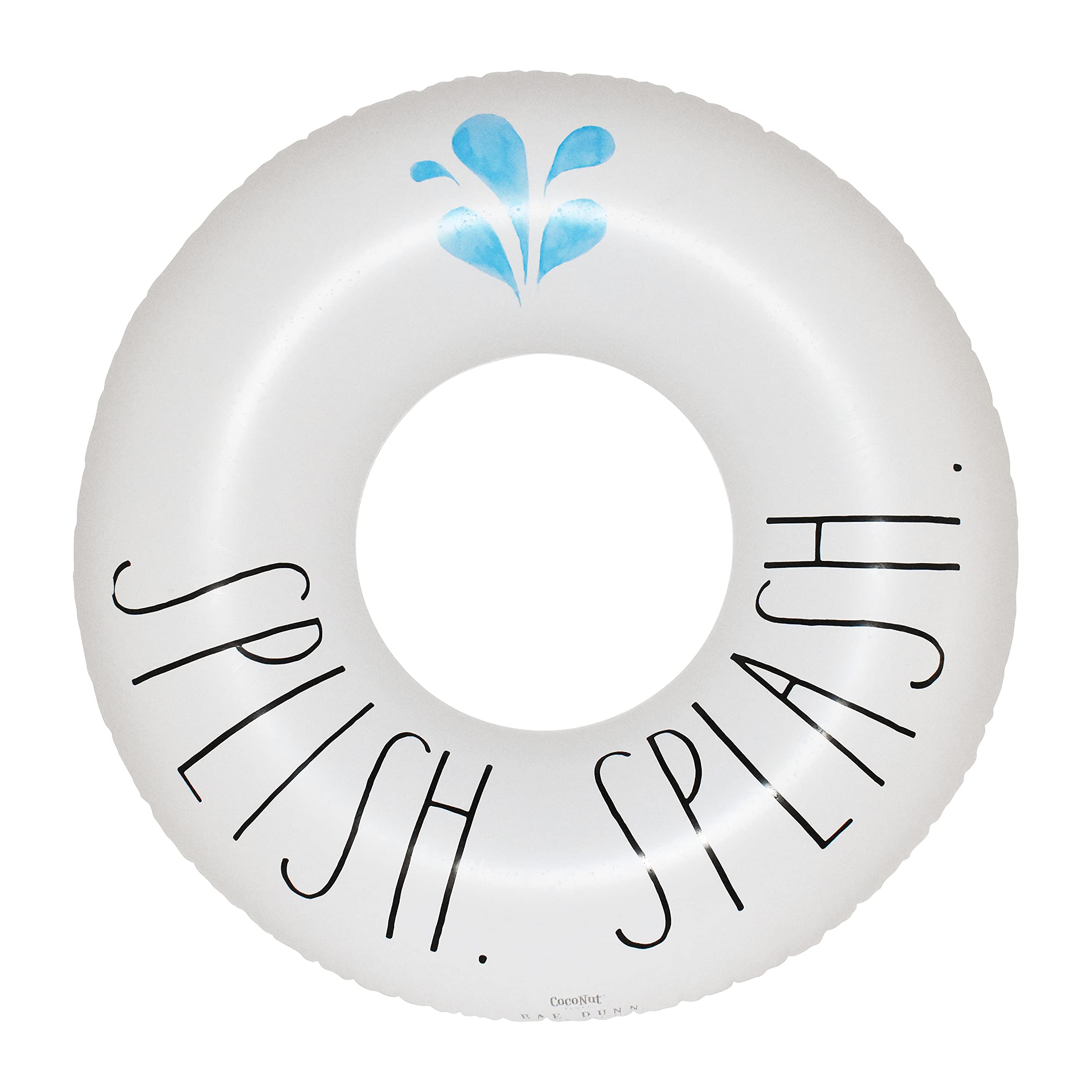 Rae Dunn x CocoNut Float Ring Float - Splish Splash Theme - Adult Size Large 48 Inch Inflatable Raft & Durable Water Inner Tube - Stable Ride-On for Summer Parties & Swim Events