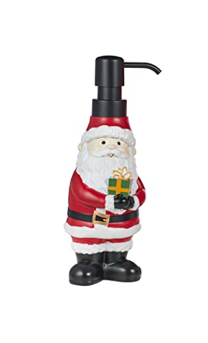 17-Piece Christmas Holiday Bathroom Accessory Set with | Resin Liquid Soap Pump| Bath Rug | Shower Curtain | 12 Curtain Hooks | 2 Hand Towels| Gift Box Set | Xmas Decor (Silly Santa)