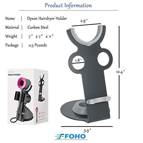 Hair Dryer Holder for Dyson Supersonic, Magnetic Stand Holder with Power Plug Cable Organizer, Aluminum Alloy Bracket, Bathroom Organizer for Dyson Supersonic Hair Dryer, Diffuser and Nozzles