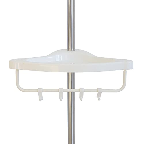 LiFuJunDong 4 Tier Corner Shower Caddy Tension Pole, Shower Organizer Tension Pole Shower Basket Shelves Adjustable Height Adjustable Shower Caddy for Bathtub