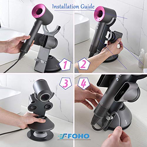 Hair Dryer Holder for Dyson Supersonic, Magnetic Stand Holder with Power Plug Cable Organizer, Aluminum Alloy Bracket, Bathroom Organizer for Dyson Supersonic Hair Dryer, Diffuser and Nozzles