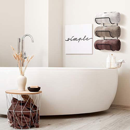 Sorbus Towel-Rack Holder - Wall Mounted Organizer for Linens Set of 2 (Black)