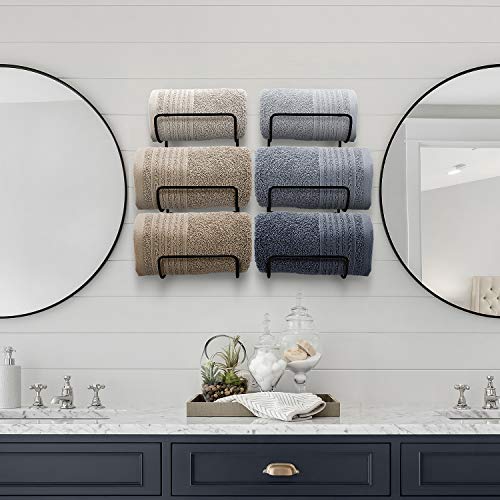 Sorbus Towel-Rack Holder - Wall Mounted Organizer for Linens Set of 2 (Black)