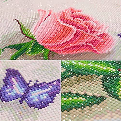 5D Diamond Art Painting Kits White Angel Wing DIY Paint with Full Drill Round Diamond Art by Number Kits Crystal Cross Stitch for Adults Decompression and Wall Decoration 30x40cm