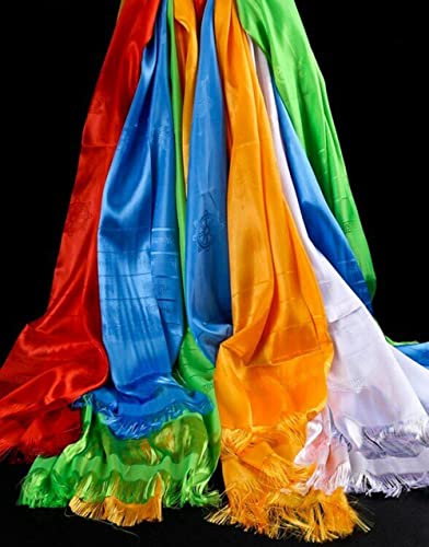 5pcs 235cm 93in Tibetan Traditional Khata Eight Auspicious Good Luck Scarf