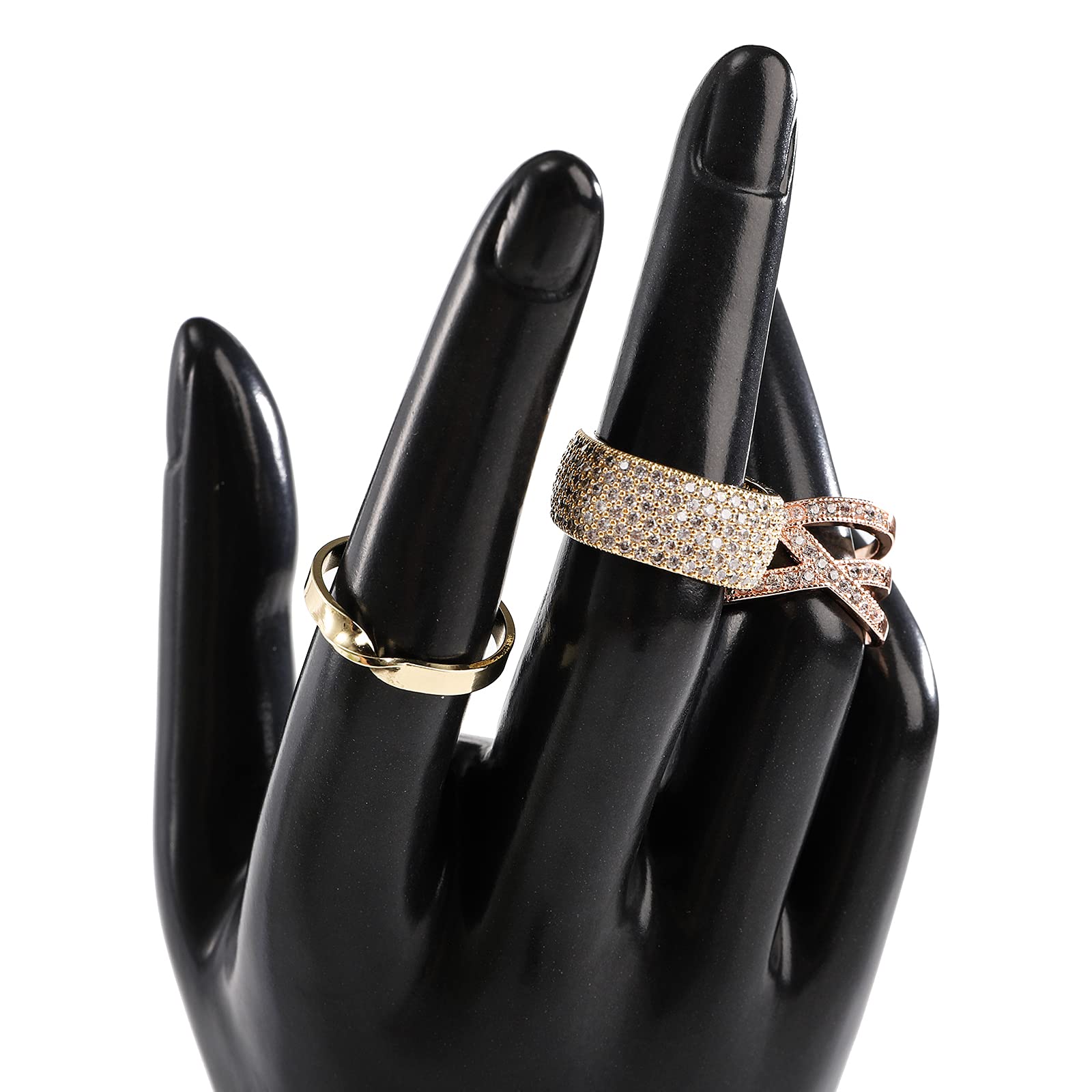 Okllen 4 Pack Female Mannequin Hand, Hand Ring Display Stand Jewelry Organizer Bracelet Bangle Necklace Holder for Hand Chain, Finger Ring, Glove, White & Black, Right Hands