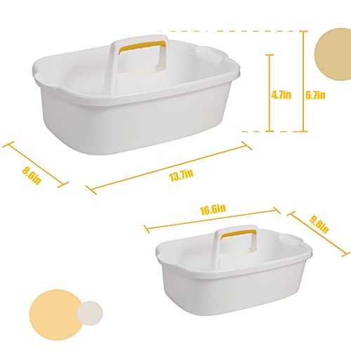 Whalegend Cleaning Caddy,Plastic Portable Shower Caddy Basket Storage Organizer with Handle,Plastic Tool Storage Cleaning Supply Caddy,for Bathroom Vanity, Dorm Shelf & Cabinet,White
