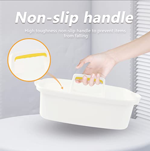Whalegend Cleaning Caddy,Plastic Portable Shower Caddy Basket Storage Organizer with Handle,Plastic Tool Storage Cleaning Supply Caddy,for Bathroom Vanity, Dorm Shelf & Cabinet,White