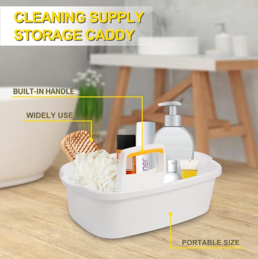 Whalegend Cleaning Caddy,Plastic Portable Shower Caddy Basket Storage Organizer with Handle,Plastic Tool Storage Cleaning Supply Caddy,for Bathroom Vanity, Dorm Shelf & Cabinet,White