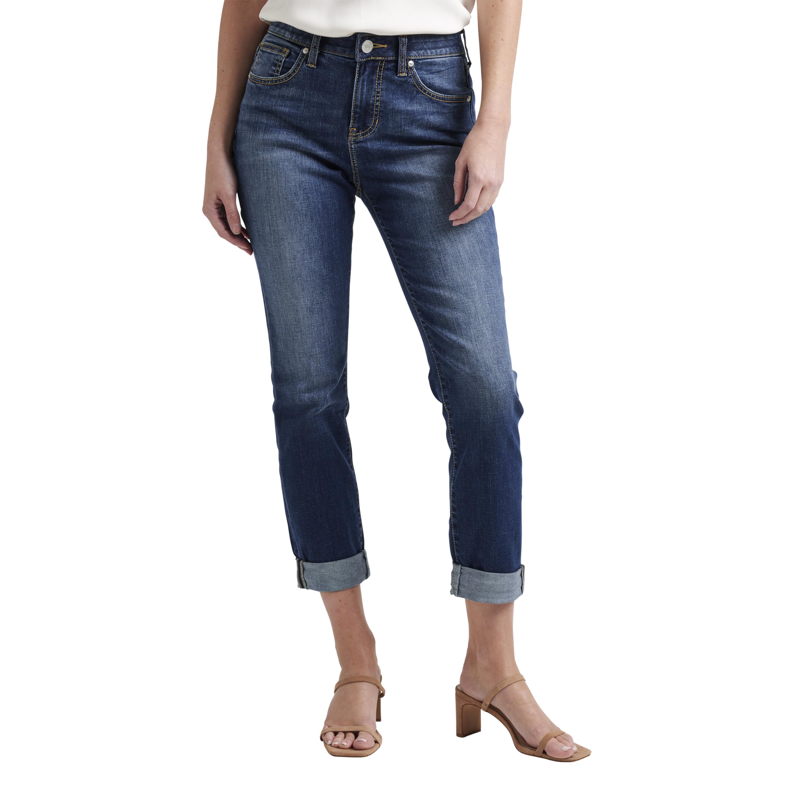 JAG Jeans Women's Carter Mid Rise Girlfriend Jeans, New Thorne Blue EDK318, 12