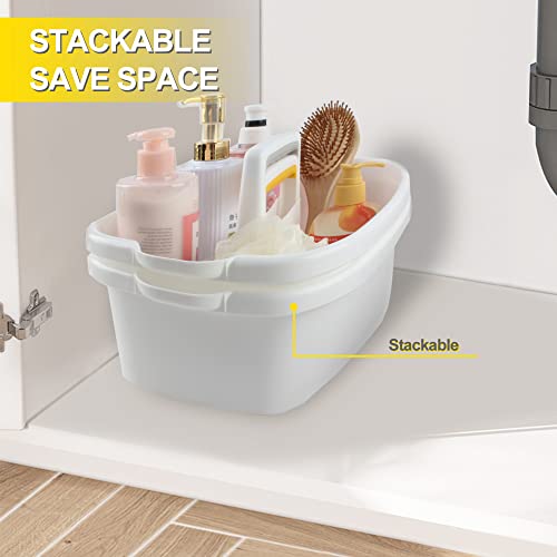 Whalegend Cleaning Caddy,Plastic Portable Shower Caddy Basket Storage Organizer with Handle,Plastic Tool Storage Cleaning Supply Caddy,for Bathroom Vanity, Dorm Shelf & Cabinet,White