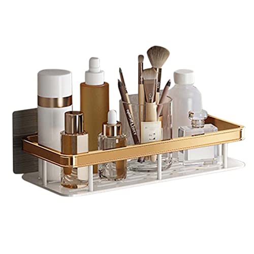 FVRTFT Bathroom Shelves No Drilling Shower Shelves Anti Rust Shower Rack Self Adhesive Wall Mounted Space Aluminum For Restroom Toilet,gold,1 Tier