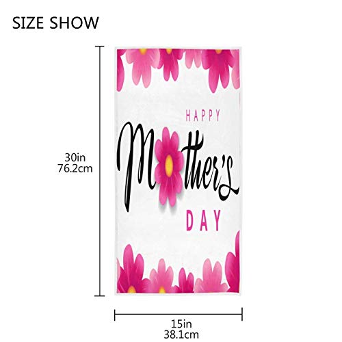 Mother's Day Gift Soft Hand Towels 30x15,Decorative Pink Flower Fingertip Kitchen Dish Towels Washcloth for Bathroom, Hotel, Gym and Spa