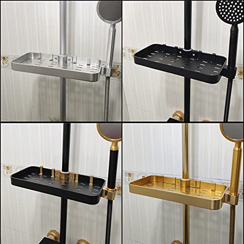 Davisia Shower Caddy Organizer with Hooks Bath Sponge Holder Durable Rustproof Aluminum Bathroom Shower Shelf,No Drillingā¦(Blcak)