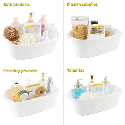 Whalegend Cleaning Caddy,Plastic Portable Shower Caddy Basket Storage Organizer with Handle,Plastic Tool Storage Cleaning Supply Caddy,for Bathroom Vanity, Dorm Shelf & Cabinet,White
