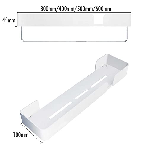 FVRTFT Storage Shelf Self Adhesive Shower Storage with Towel Rack Shower Organiser No Drilling Wall Mounted Space Aluminum for bathroom and toilet-black_30cm