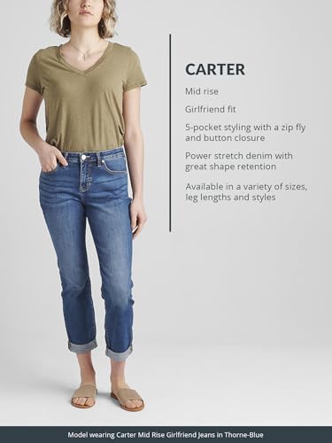 JAG Jeans Women's Plus Size Carter Mid Rise Girlfriend Jeans, New Mid Vintage, 16 Plus