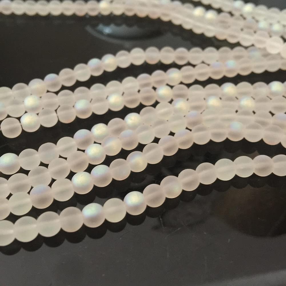 ccHuDE 200 Pcs Matte Crystal Glass Beads Mermaid Aurora Beads with Hole Jewelry Making Crafts DIY 4mm