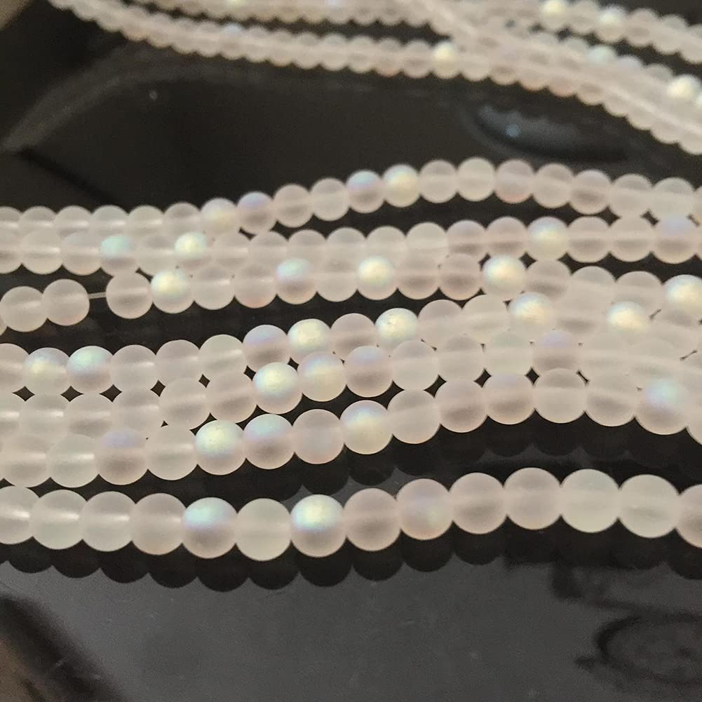 ccHuDE 200 Pcs Matte Crystal Glass Beads Mermaid Aurora Beads with Hole Jewelry Making Crafts DIY 4mm