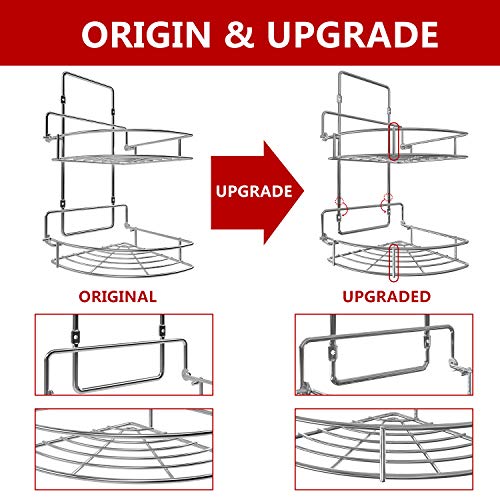 Vdomus Strong Shower Caddy 2 Tier Bathroom Corner Shelf Organizer Polished Chrome - No Drilling Needed Shower Shelves Wall Mounted for Bathroom shower Accessories Shower Stand