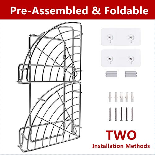 Vdomus Strong Shower Caddy 2 Tier Bathroom Corner Shelf Organizer Polished Chrome - No Drilling Needed Shower Shelves Wall Mounted for Bathroom shower Accessories Shower Stand
