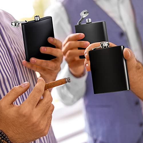 20 Pieces Stainless Steel Hip Flask Matte Black Flask Set Leak Proof Drinking Liquor Flask Metal Hip Flask with 20 Pieces Funnel for Men Women Drinking Alcohol Whiskey Wine Wedding Party Supply (6 oz)