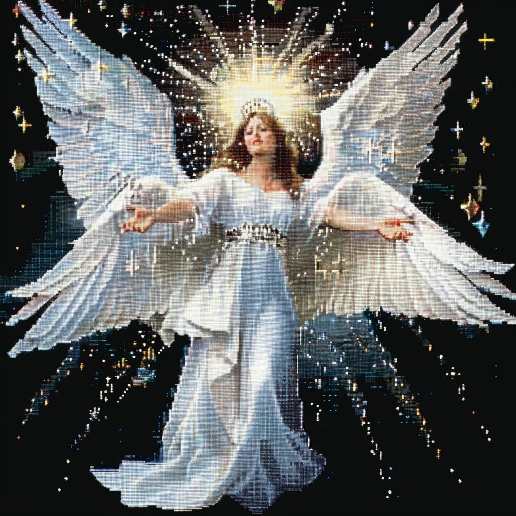 5D Diamond Art Painting Kits for Adults Angel Girl Wing Paint with Full Drill Round Diamond Art Christ Religion Jesus Crystal Gems Cross Stitch for Decompression and Wall Decoration 35x35cm