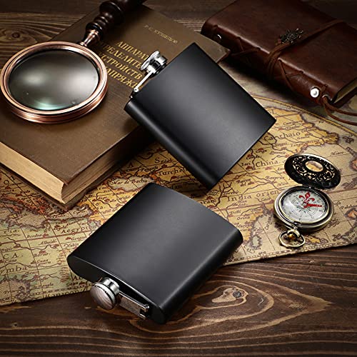 20 Pieces Stainless Steel Hip Flask Matte Black Flask Set Leak Proof Drinking Liquor Flask Metal Hip Flask with 20 Pieces Funnel for Men Women Drinking Alcohol Whiskey Wine Wedding Party Supply (6 oz)