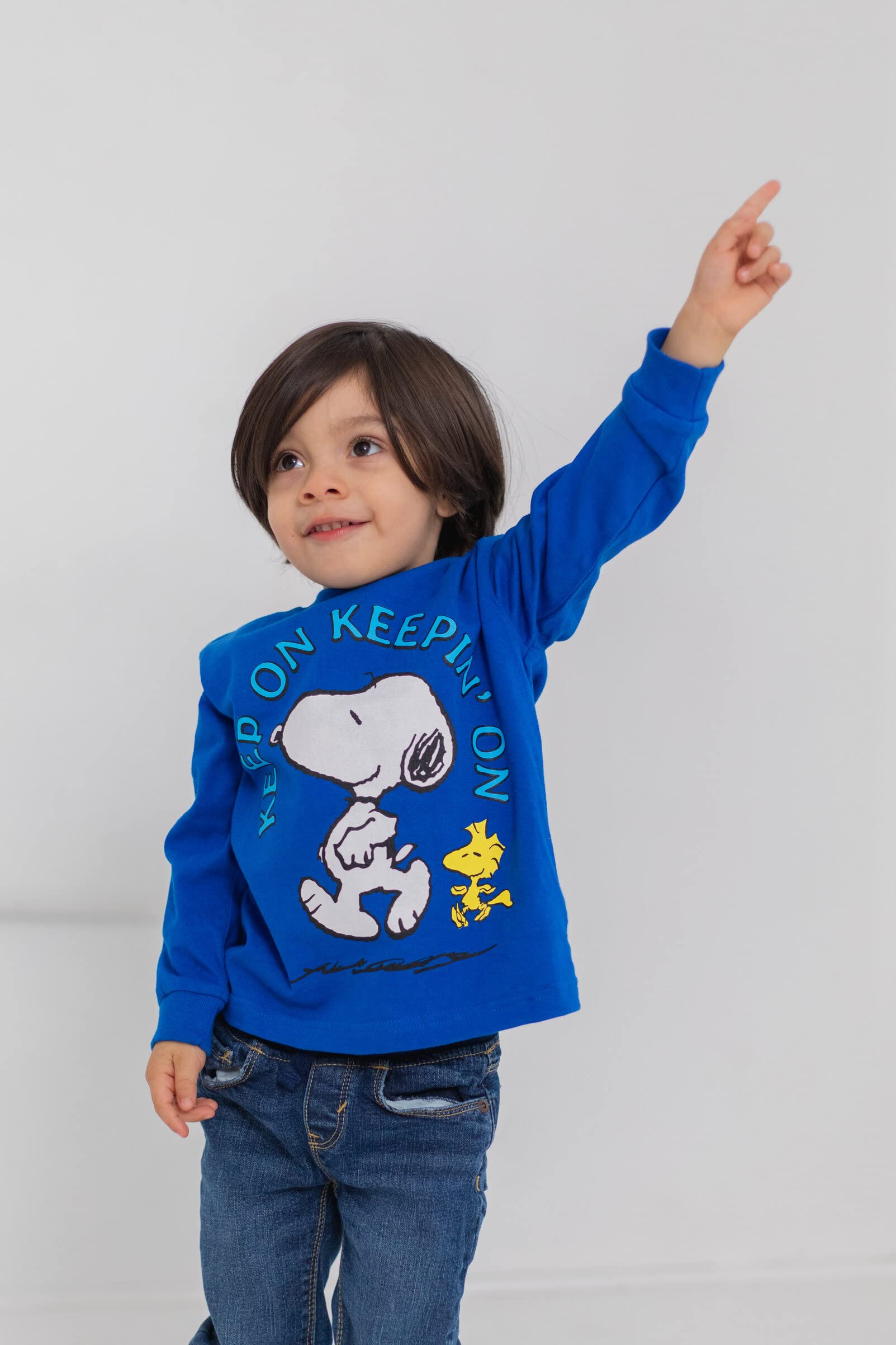 Peanuts Snoopy Charlie Brown and Friends Little Boys 2 Pack T-Shirt Blue/Grey 7-8
