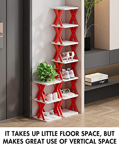 OLYGIFTS-Small Shoe Rack-Narrow Easy to Assemble Vertical Shoe Rack-Sturdy