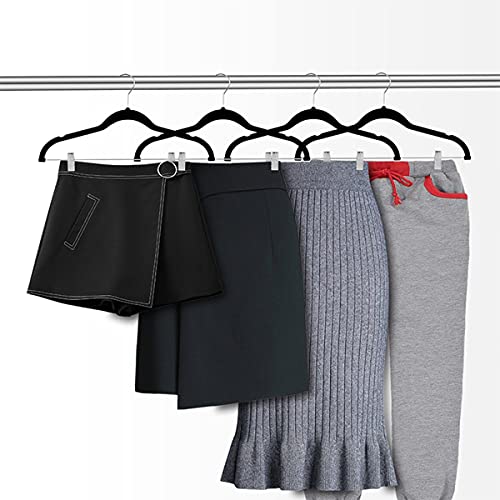 Tosnail 24 Pack Velvet Hangers Skirt Hangers Pants Clothes Hangers with Clips and Swivel Hook - Black