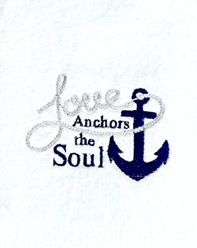 Serafina Home Summer Soft Absorbent Nautical Ocean Guest Hand Towels: Coastal Love Anchors The Soul, 2 Piece (Anchor Love)
