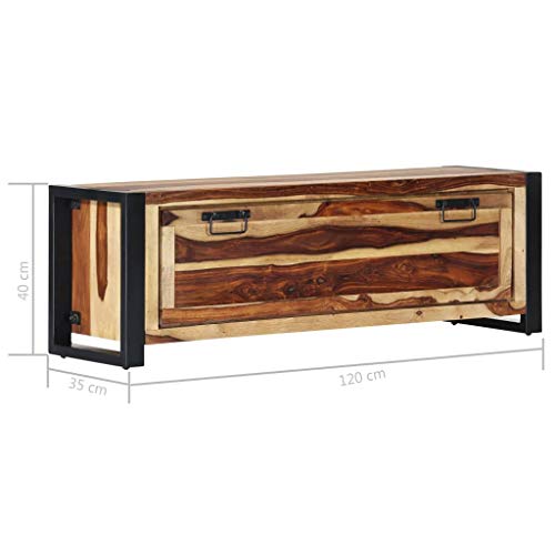 vidaXL Solid Wood Sheesham Shoe Cabinet Storage Side Shoe Rack Bench Box Organizer Cabinet Hallway Entryway Home Indoor Furniture Steel