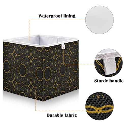 ALAZA Collapsible Storage Cubes Organizer,Islamic Ornament Storage Containers Closet Shelf Organizer with Handles for Home Office
