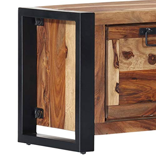 vidaXL Solid Wood Sheesham Shoe Cabinet Storage Side Shoe Rack Bench Box Organizer Cabinet Hallway Entryway Home Indoor Furniture Steel