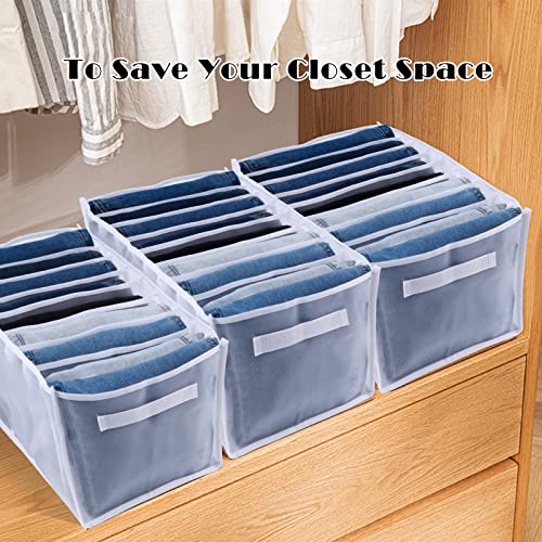 2PCS Wardrobe Clothes Organizer, LIVESO 9 Grids Visible Closet Organizer For Folded Clothing, Washable Clothes Drawer Organizer for Jeans, Sweaters,T-shirts,Pants,Legging,Kid Clothes