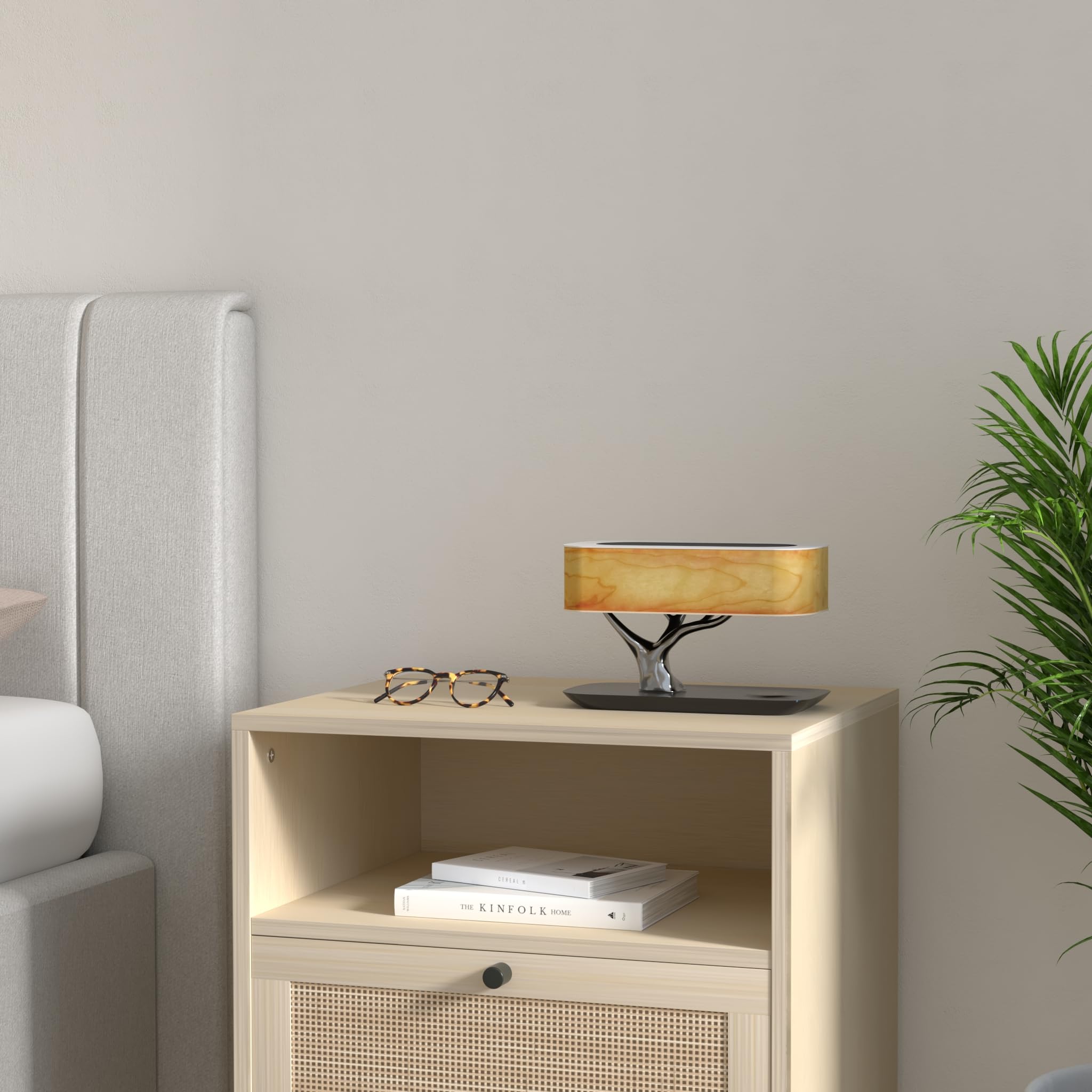 Masdio Bedside Lamp Light of Tree Pro Desk Lamp with 10W Fast Wireless Charger and Bluetooth Speaker, Touch Lamp for Bedroom