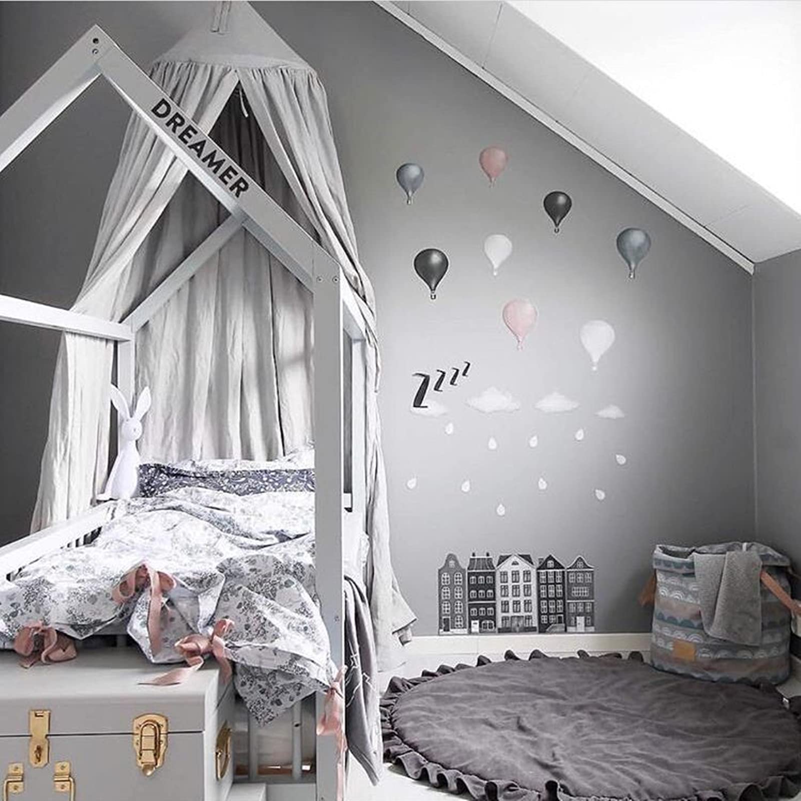 ABREEZE Baby Cotton Play Mat Soft Crawling Mat Detachable Washable Game Blanket Floor Playmats Kids Infant Child Activity Round Rug Home Room Decor,Light Grey