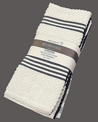 Set of 5, 100% Ring-Spun Cotton Terry Oversized Kitchen Towel, Hand Towel with Hanging Loop, 450 GSM Ultra Absorbent, Heavy Duty, Maximum Softness, Great for Kitchen or Household Size: 16β x 26β