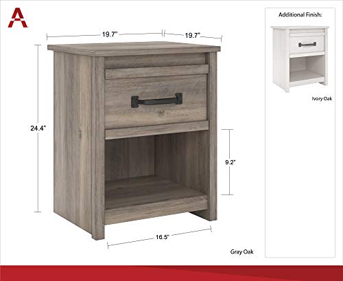 Ameriwood Home Bassinger Nightstand, Gray Oak