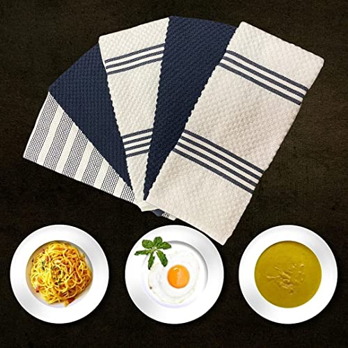 Set of 5, 100% Ring-Spun Cotton Terry Oversized Kitchen Towel, Hand Towel with Hanging Loop, 450 GSM Ultra Absorbent, Heavy Duty, Maximum Softness, Great for Kitchen or Household Size: 16β x 26β